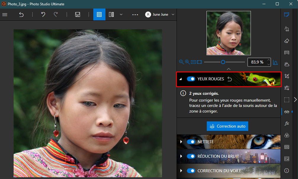 Comment utiliser la correction des yeux rouges ? – inPixio