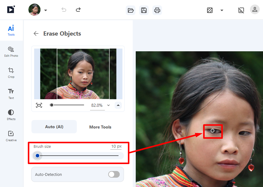 How to use the red eye correction? – inPixio